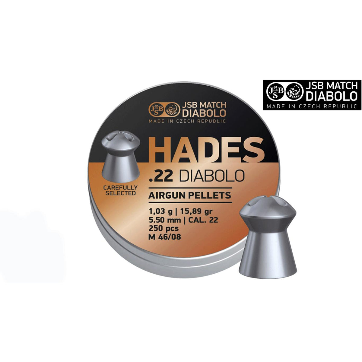 JSB Hades Pellets .22 Diabolo Air Rifle Airgun Pellets Full Tin of 500 ...