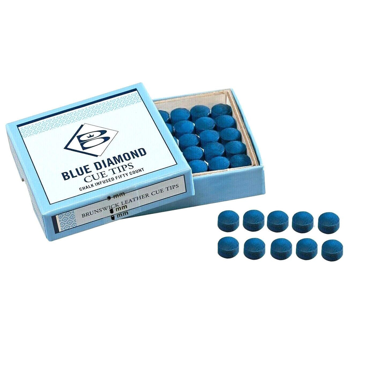 Billiards Cue Tip Blue Diamond Leather Snooker/Pool Cue Tips - 9mm Or ...