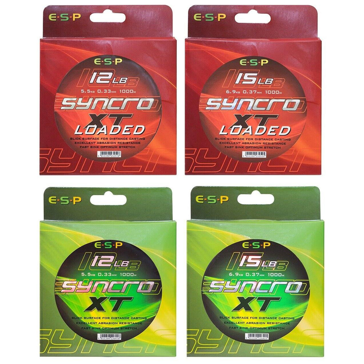 ESP Syncro XT Extra Tough Line Loaded or Regular 12 or 15lb 1000m Spoo ...