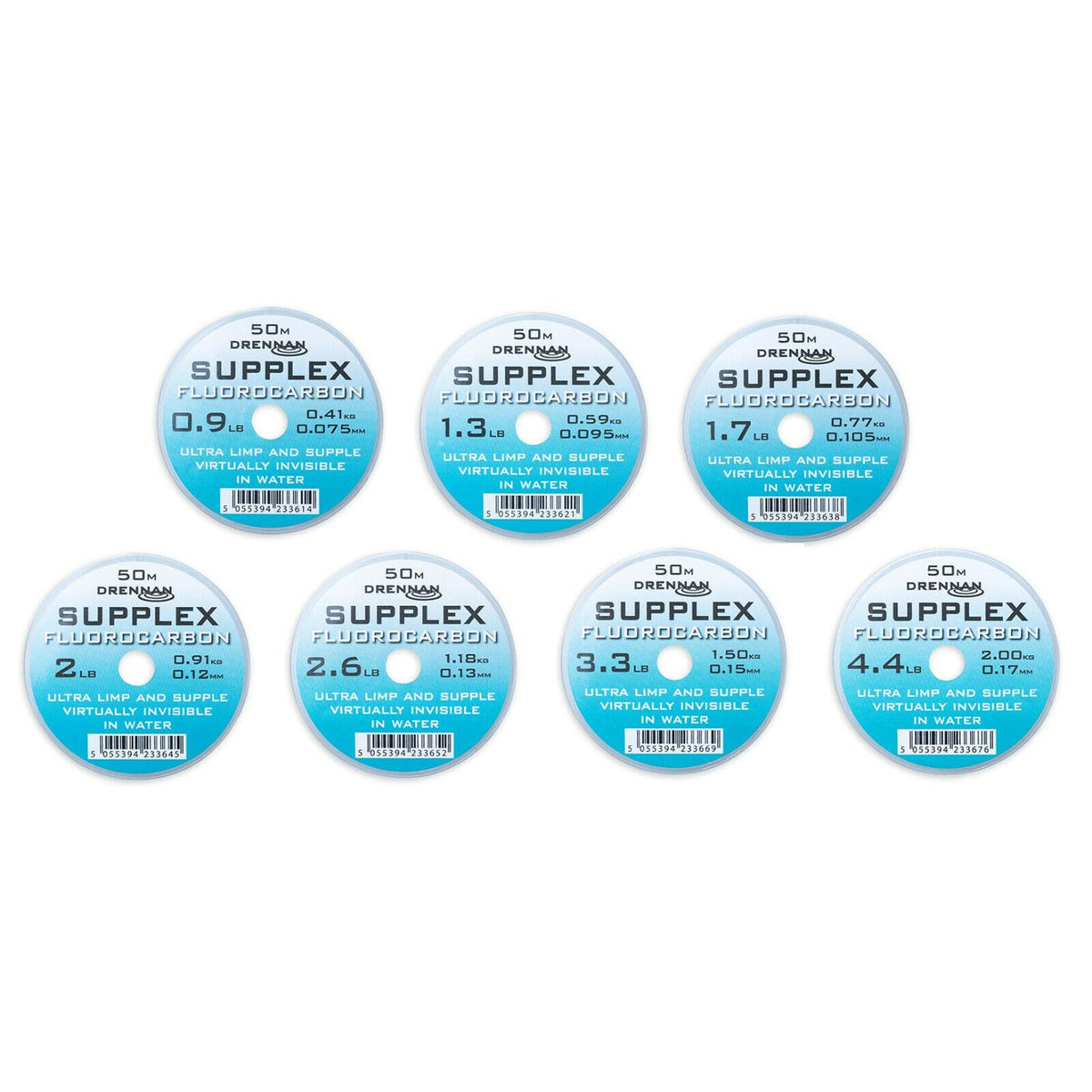 Drennan Supplex Fluorocarbon 50m Line Spool Assorted Sizes Coarse Fish ...
